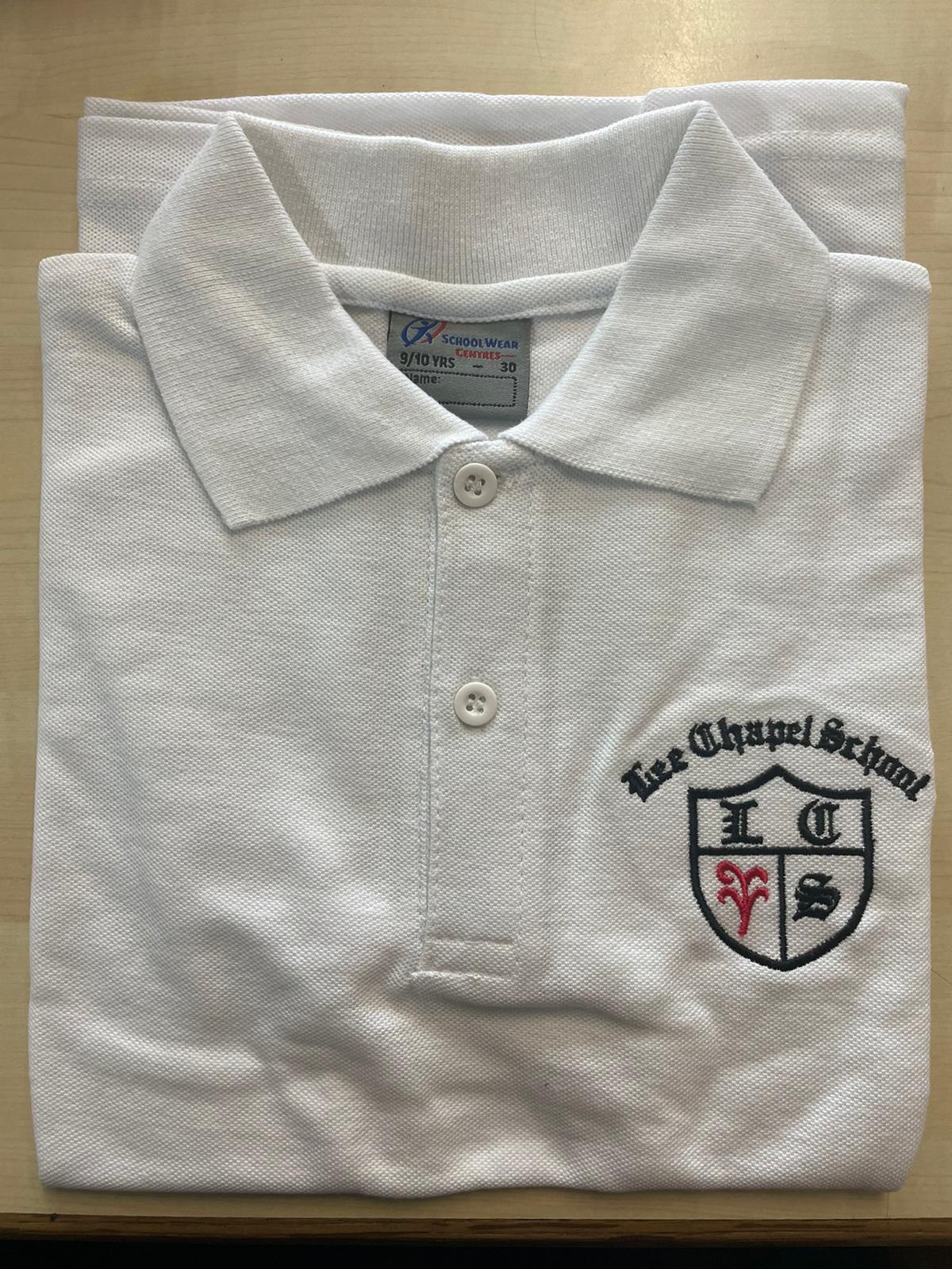 Lee Chapel Primary White Polo Shirt with School Logo | Schoolwear Centres